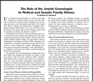 The Role of the Jewish Genealogist in Medical and Genetic Family ...
